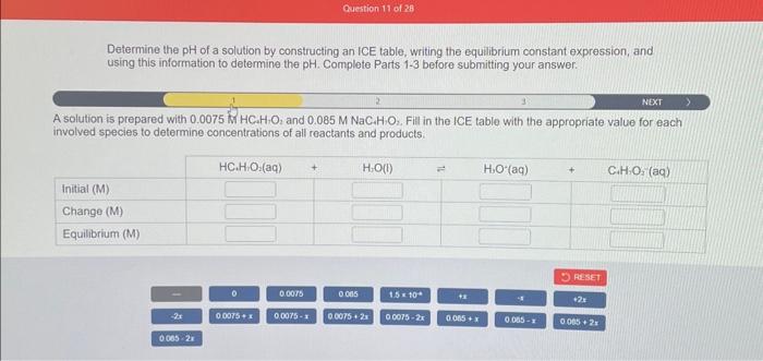 Solved Determine the pH of a solution by constructing an ICE | Chegg.com
