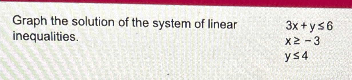 Solved Graph the solution of the system of linear | Chegg.com
