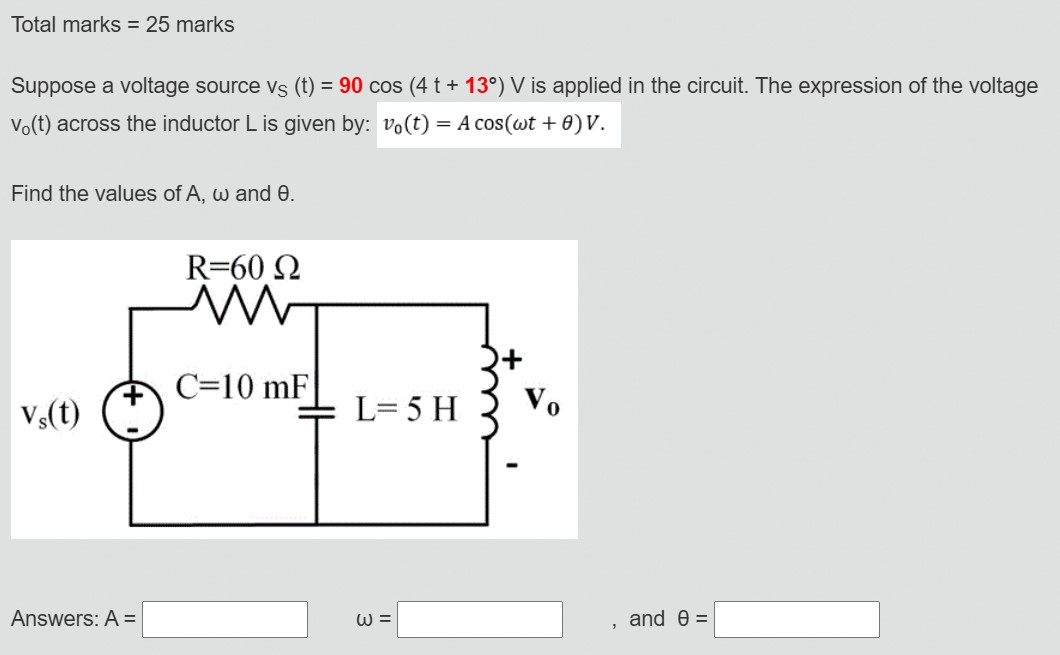 Solved Total marks =25 ﻿marksSuppose a voltage source | Chegg.com