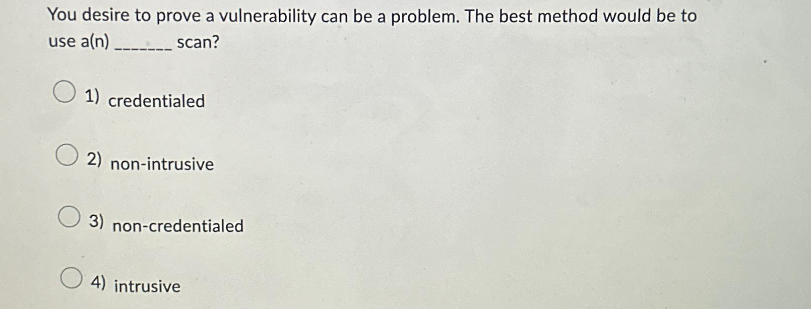 Solved You desire to prove a vulnerability can be a problem. | Chegg.com