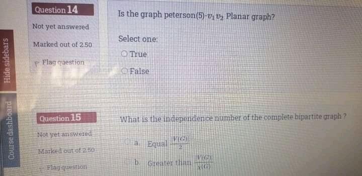 Solved Question 14 Is the graph peterson(5)-uj vy Planar | Chegg.com