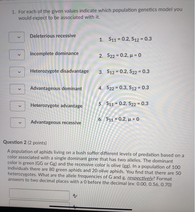 Solved 1. For each of the given values indicate which | Chegg.com