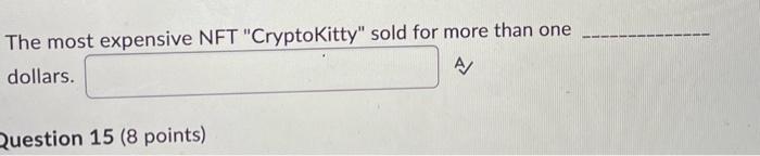 Solved The most exbensive NFT "Cryptokitty" sold for more | Chegg.com