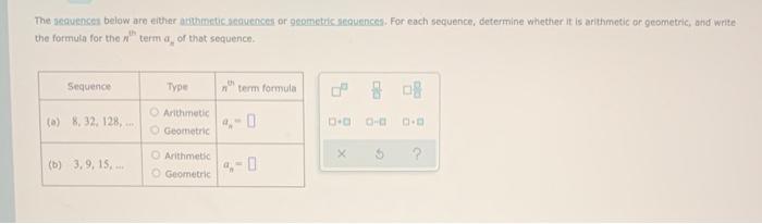 Solved The sequences below are either arithmetic sequences | Chegg.com
