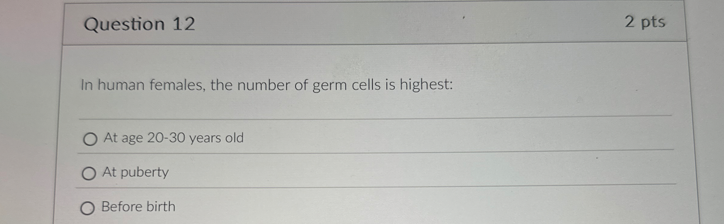 Solved Question 122 ﻿ptsIn human females, the number of germ | Chegg.com