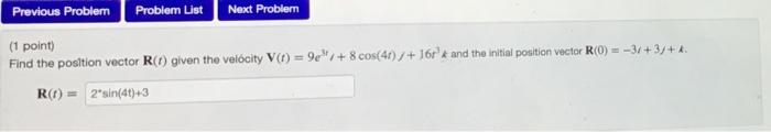 Solved Previous Problem Problem List Next Problern (1 point) | Chegg.com