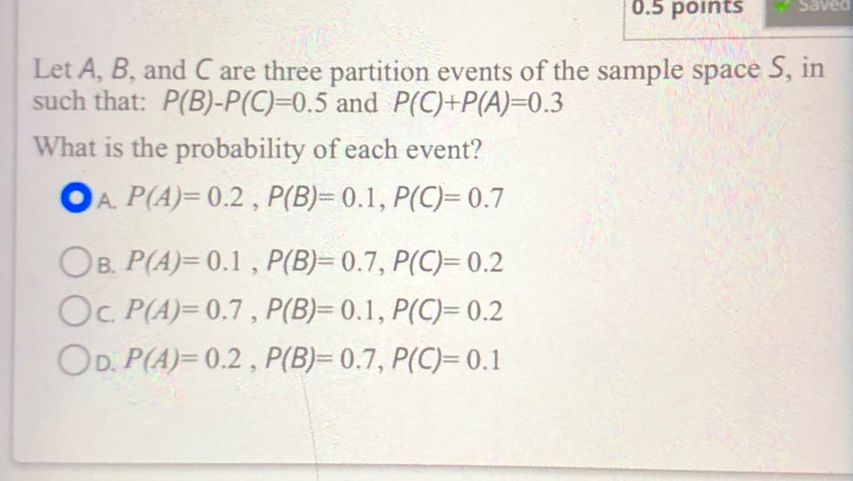 Solved Let A,B, ﻿and C ﻿are three partition events of the | Chegg.com