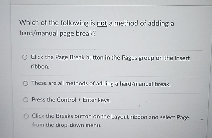 Solved Which of the following is not a method of adding a | Chegg.com