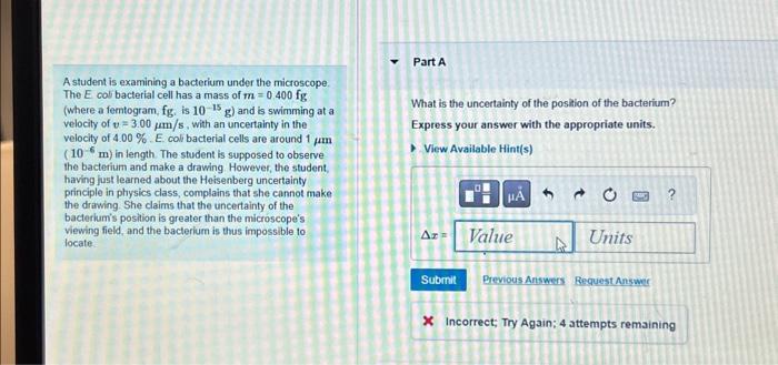 Solved A student is examining a bacterium under the | Chegg.com