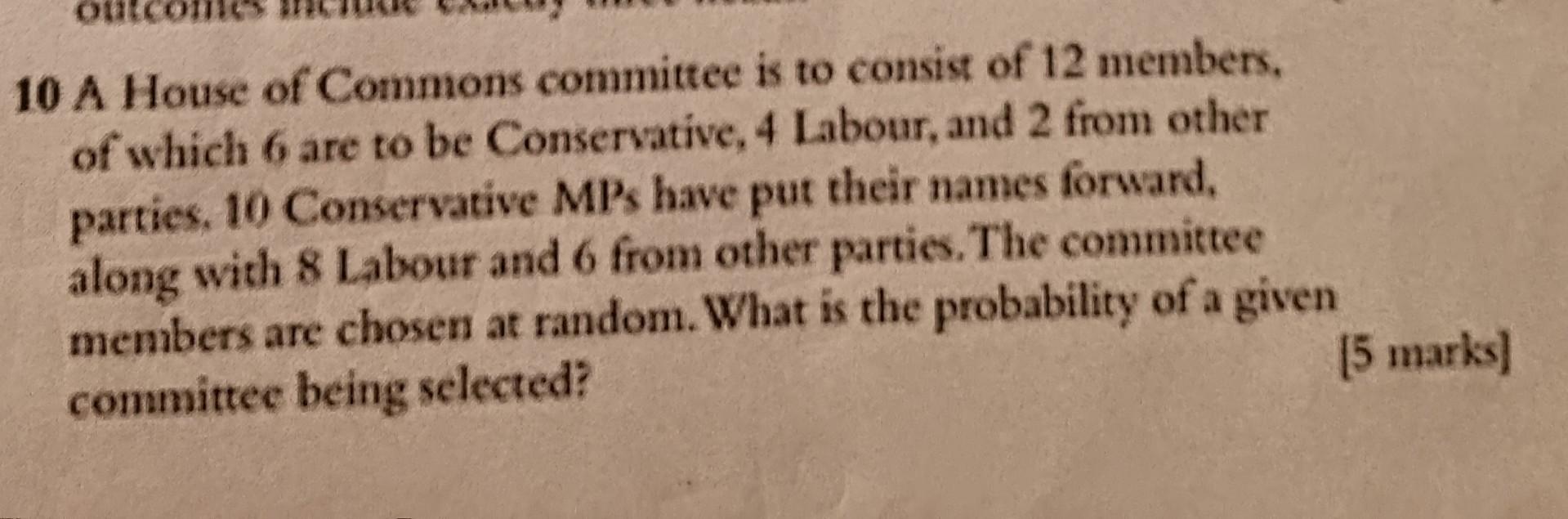 Solved 10 A House of Commons committee is to consist of 12 | Chegg.com