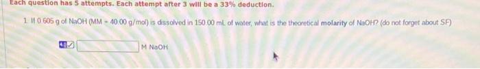 Solved Each question has 5 attempts. Each attempt after 3 | Chegg.com