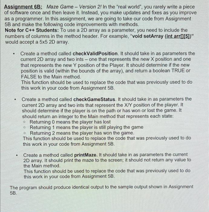 Solved Assignment 6B: Maze Game - Version 2! In the "real | Chegg.com