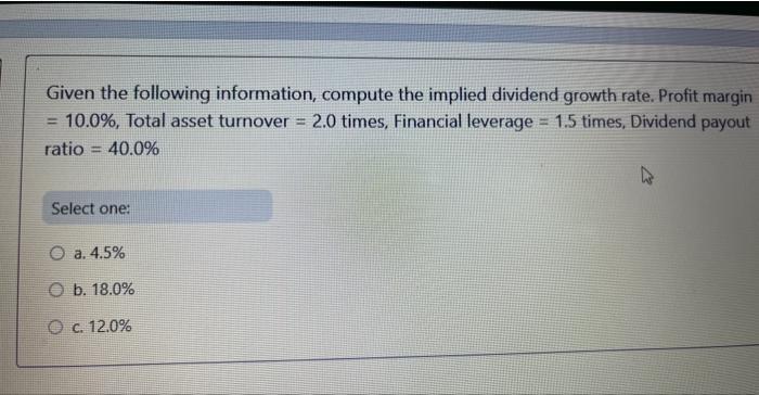 Solved Given the following information, compute the implied | Chegg.com