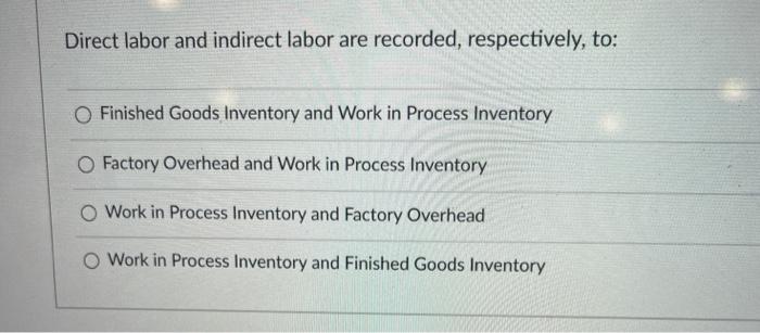Solved Direct labor and indirect labor are recorded, | Chegg.com