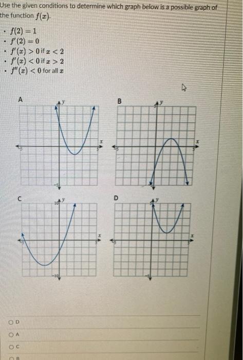 Solved Use the given conditions to determine which graph | Chegg.com
