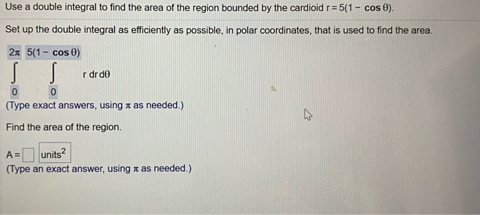 Solved Use a double integral to find the area of the region | Chegg.com