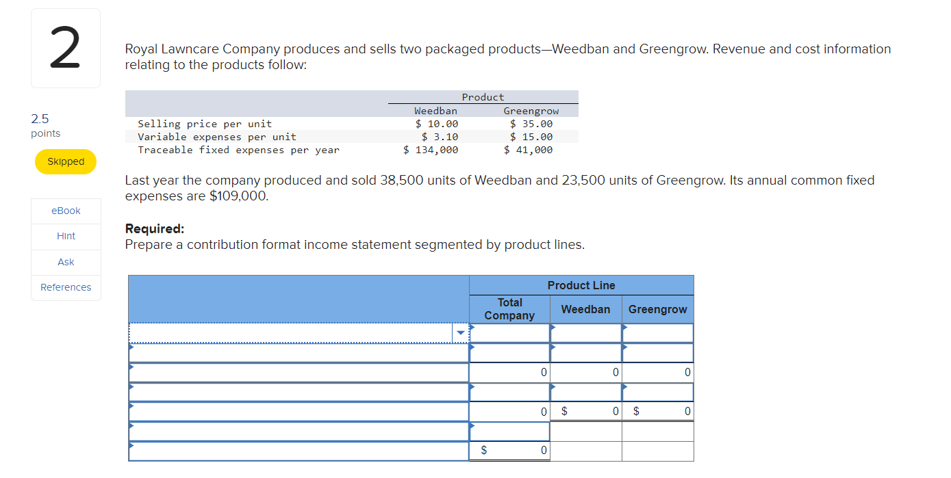 Solved 2Royal Lawncare Company produces and sells two | Chegg.com