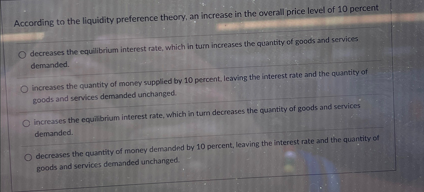 Solved According to the liquidity preference theory, an | Chegg.com