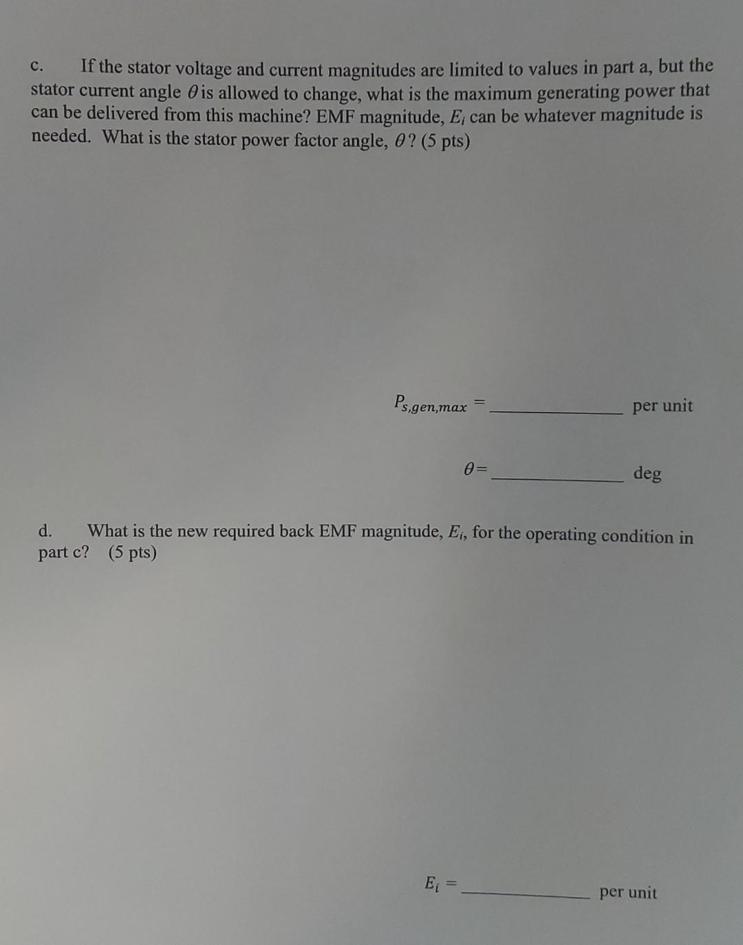 Solved Problem 2; Consider a round rotor synchronous machine | Chegg.com