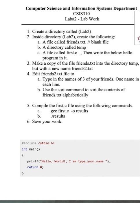Solved Computer Science and Information Systems Department | Chegg.com