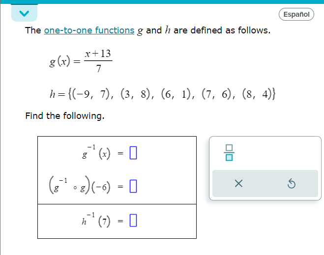 Solved The one-to-one functions g ﻿and h ﻿are defined as | Chegg.com