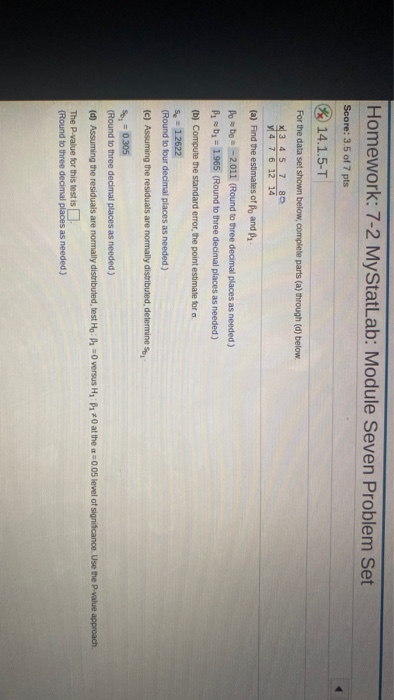 Solved Homework: 7-2 MyStatLab: Module Seven Problem Set | Chegg.com