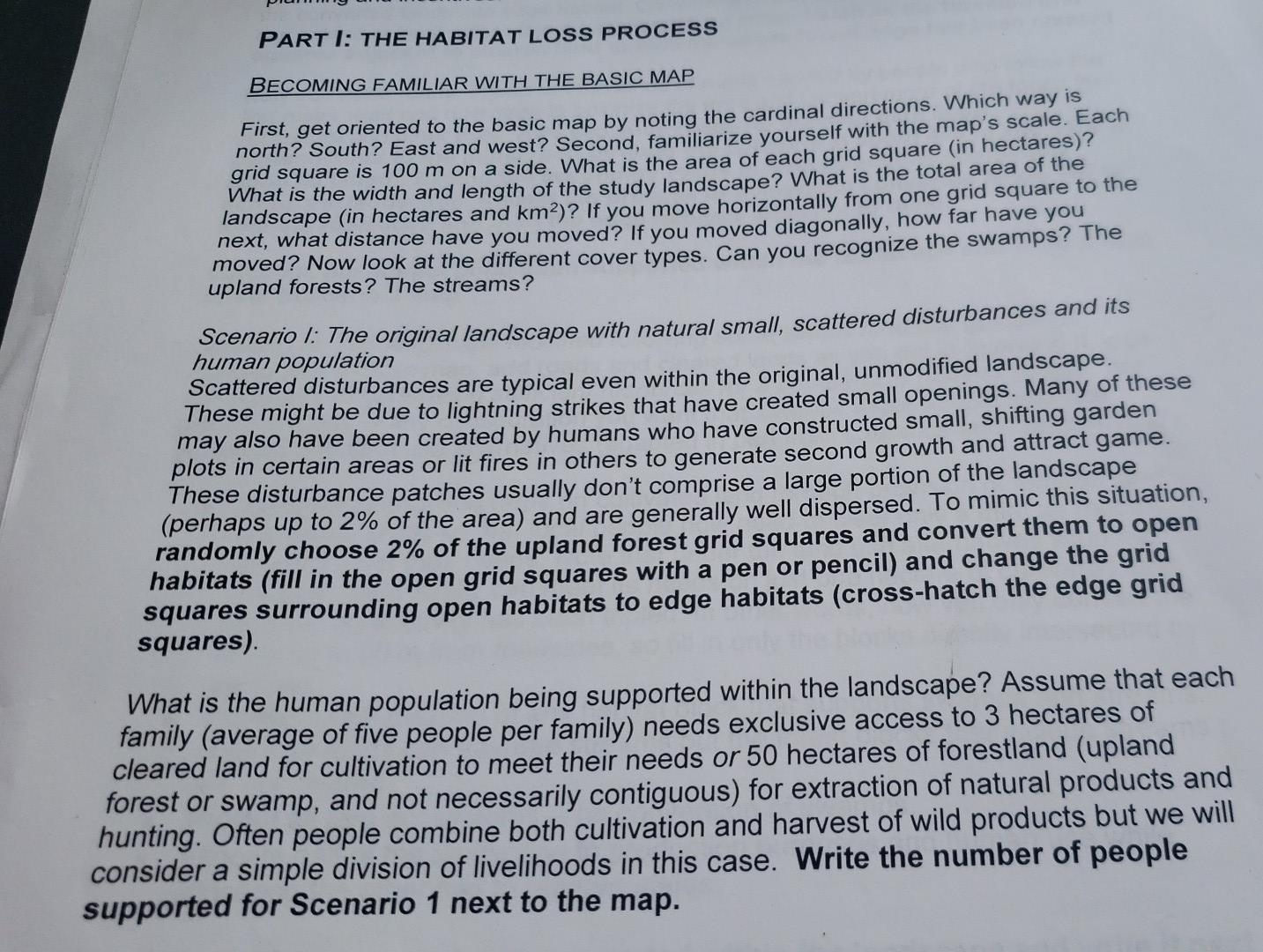PART I: THE HABITAT LOSS PROCESS BECOMING FAMILIAR | Chegg.com