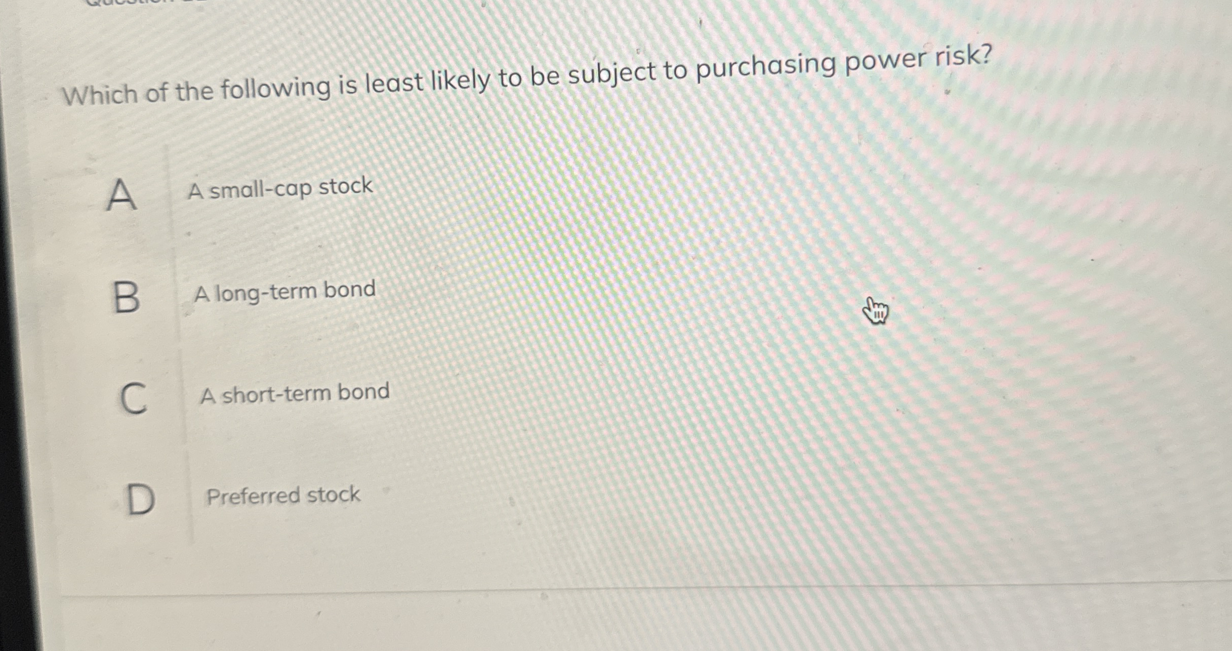 Solved Which of the following is least likely to be subject | Chegg.com