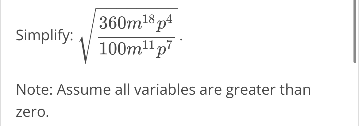 Solved Simplify: 360m18p4100m11p72.Note: Assume all | Chegg.com