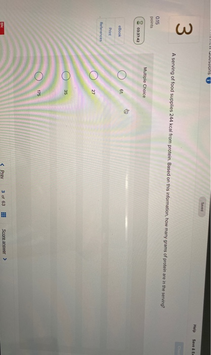 Solved buons 1 Help Save A serving of food supplies 244 kcal | Chegg.com