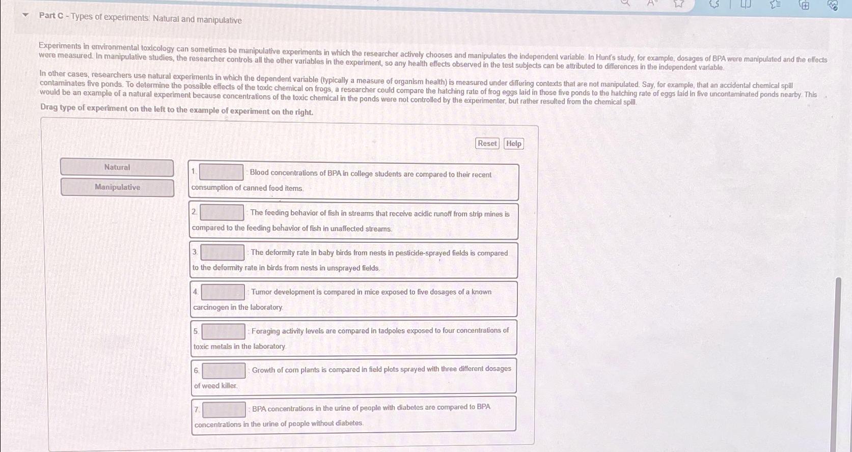 Solved Part C - ﻿Types of experiments: Natural and | Chegg.com