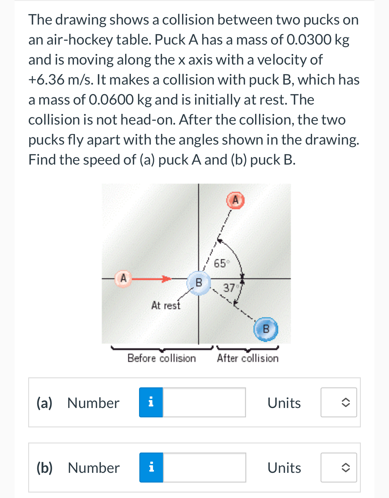 Solved The drawing shows a collision between two pucks on an | Chegg.com