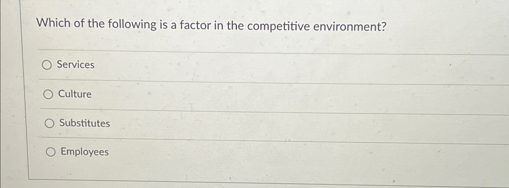 Solved Which of the following is a factor in the competitive | Chegg.com
