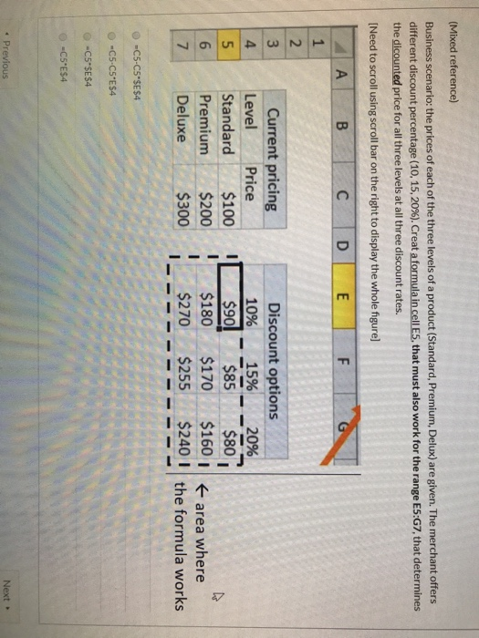 Solved (Mixed reference) Business scenario: the prices of | Chegg.com