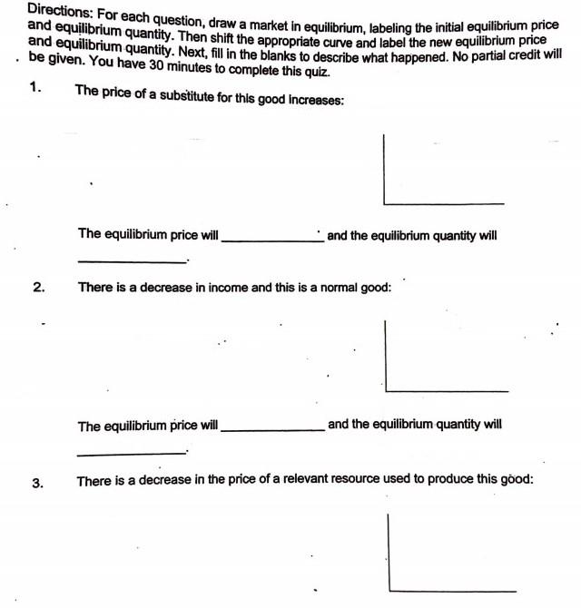 Solved Directions: For each question, draw a market in | Chegg.com