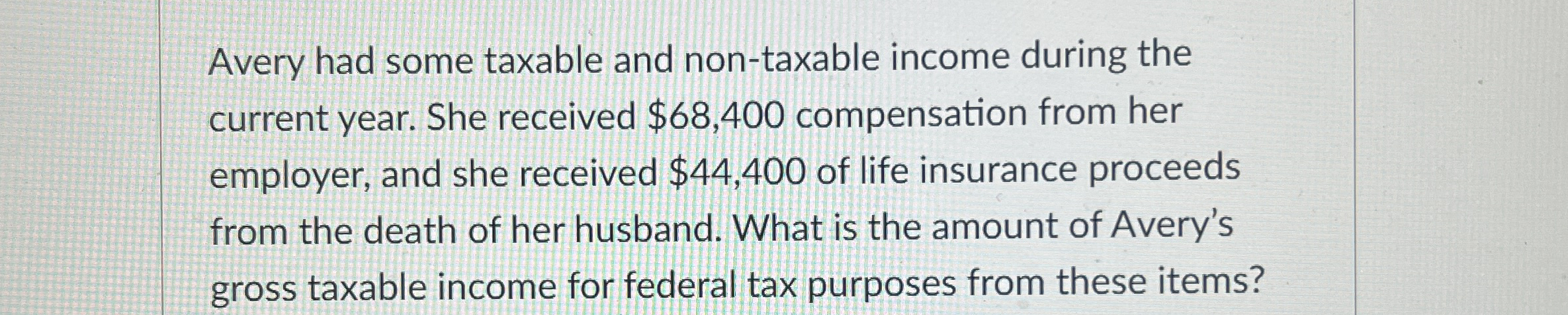 Solved Avery had some taxable and non-taxable income during | Chegg.com