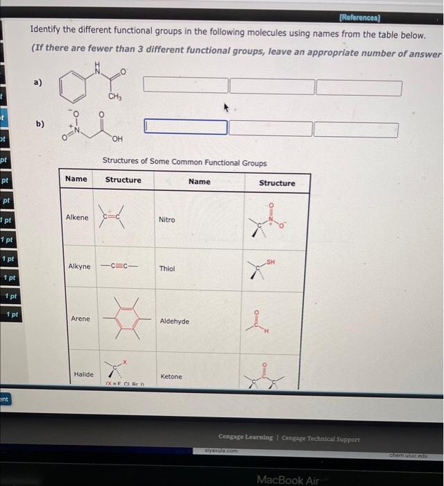 Solved Identify the different functional groups in the | Chegg.com