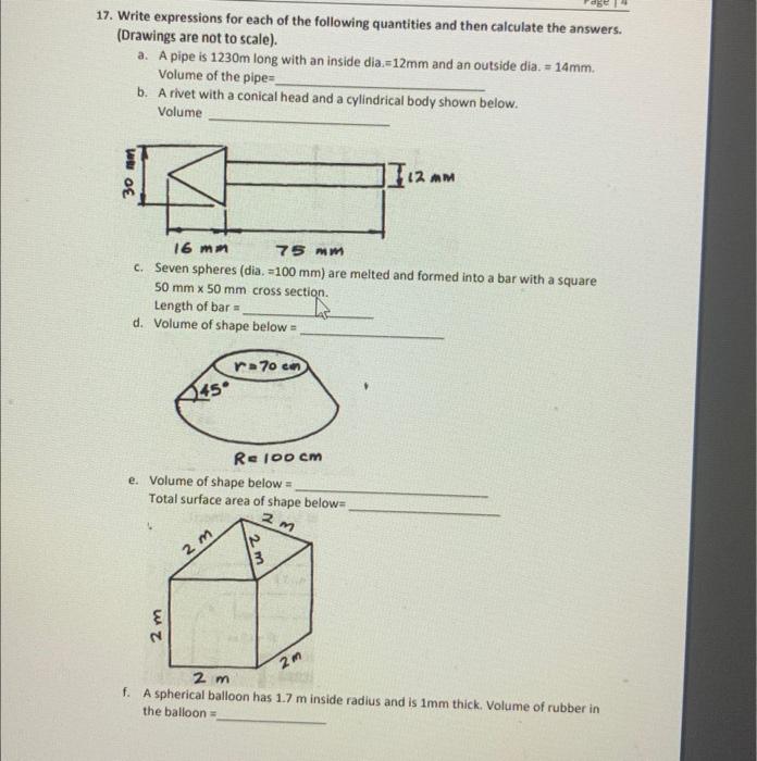 Solved 17. Write expressions for each of the following | Chegg.com
