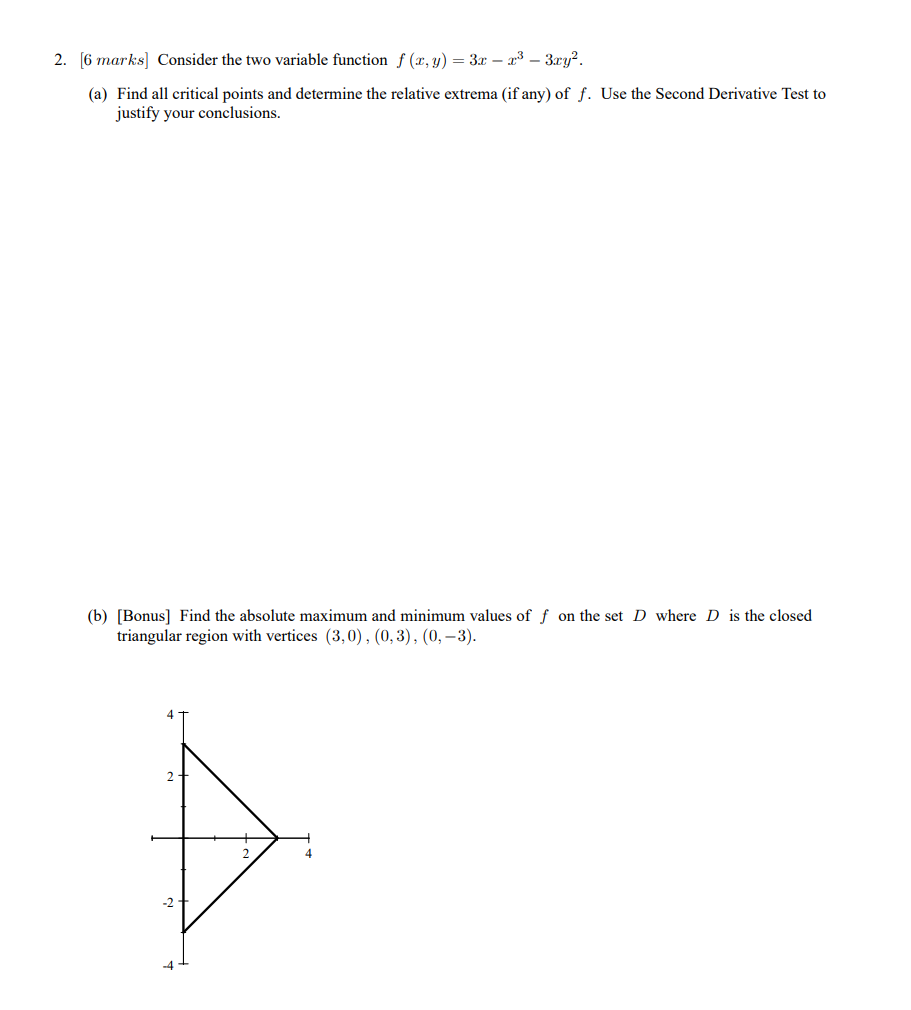 Solved 2. [6 ﻿marks] ﻿Consider the two variable function f | Chegg.com