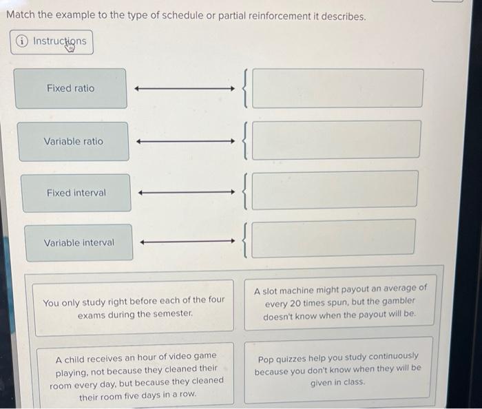 Solved Match the example to the type of schedule or partial | Chegg.com