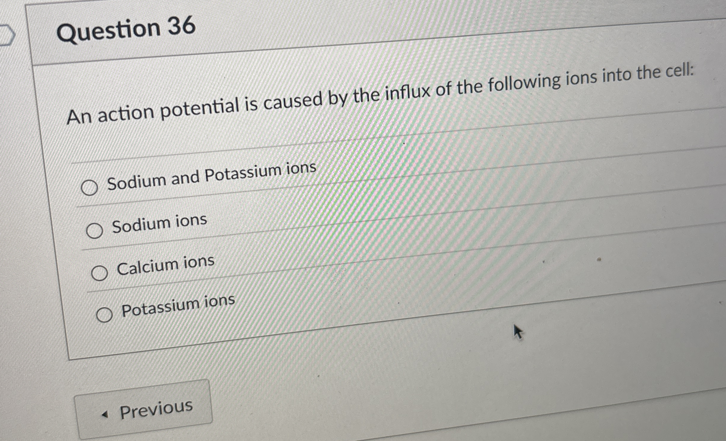 Solved Question 36An action potential is caused by the | Chegg.com