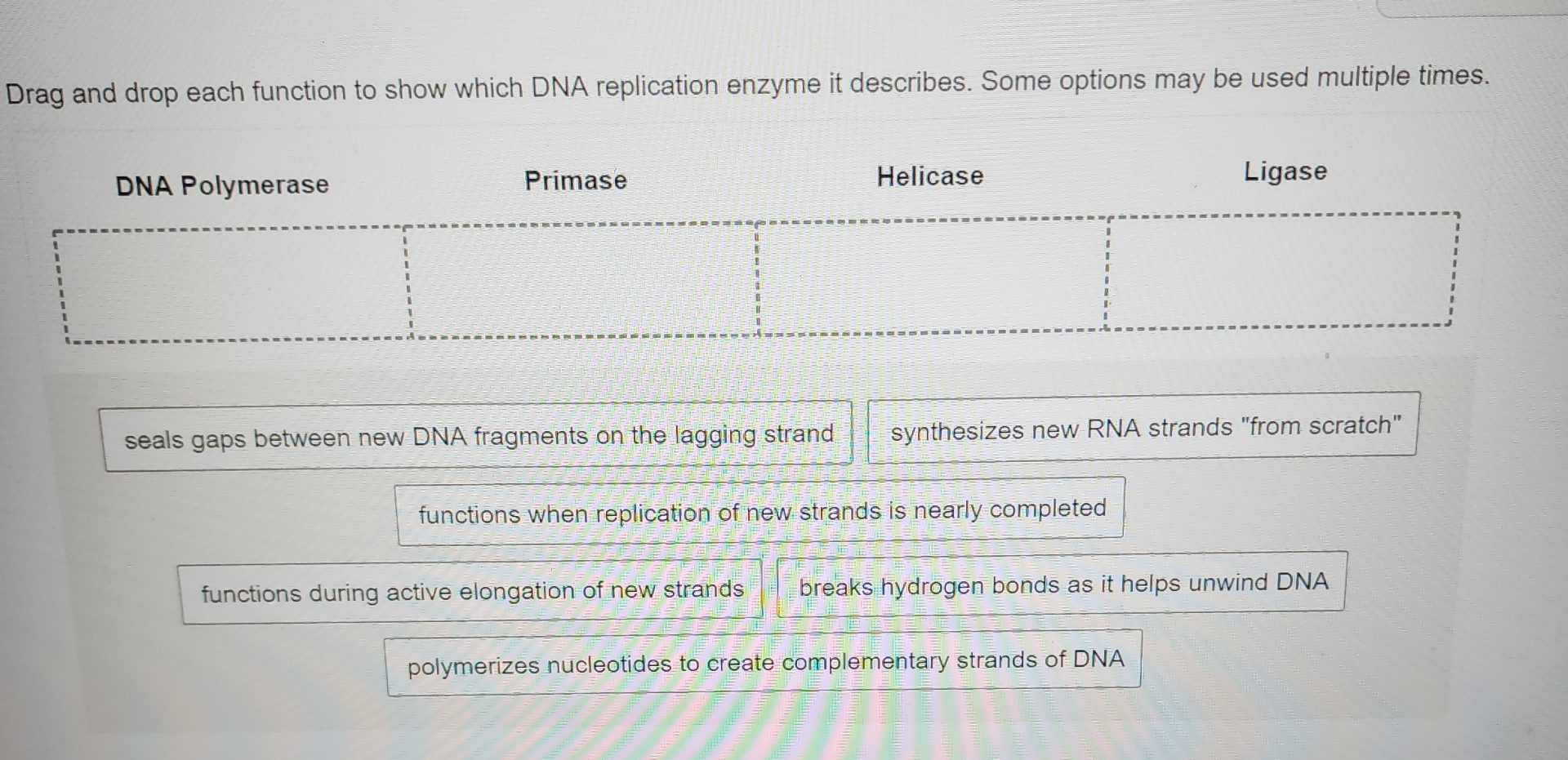 Solved Drag and drop each function to show which DNA | Chegg.com
