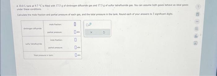 Solved A 10.0E, tank ot 9.7CC is filed with 17.5 g of | Chegg.com