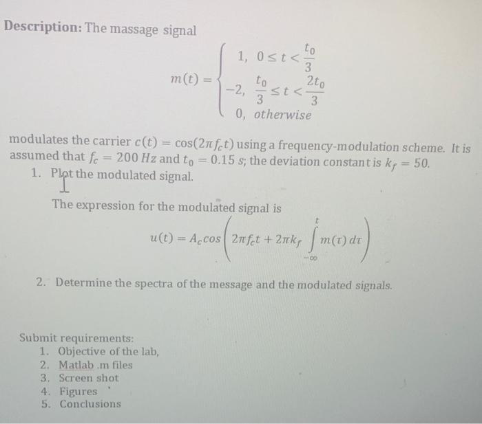 Solved Description: The massage signal | Chegg.com