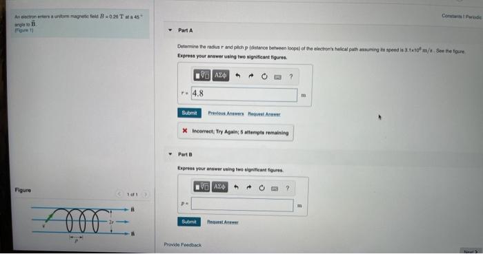 Solved An electrontera unor magnetic field B 021 T45 Part A | Chegg.com