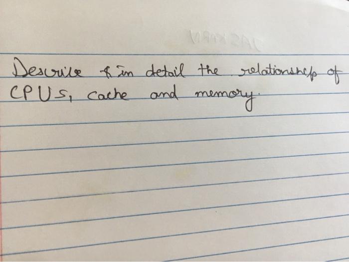 Solved Descrice in detail the relationship of CPUs, cache | Chegg.com