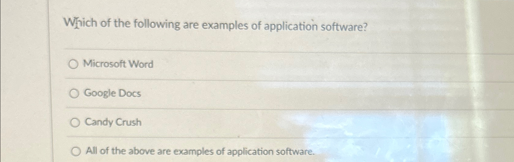 Solved Which of the following are examples of application | Chegg.com