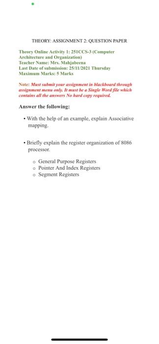 Solved THEORY: ASSIGNMENT 2: QUESTION PAPER Theory Online | Chegg.com