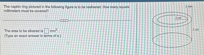 Solved The napkin ring pictured in the following figure is | Chegg.com