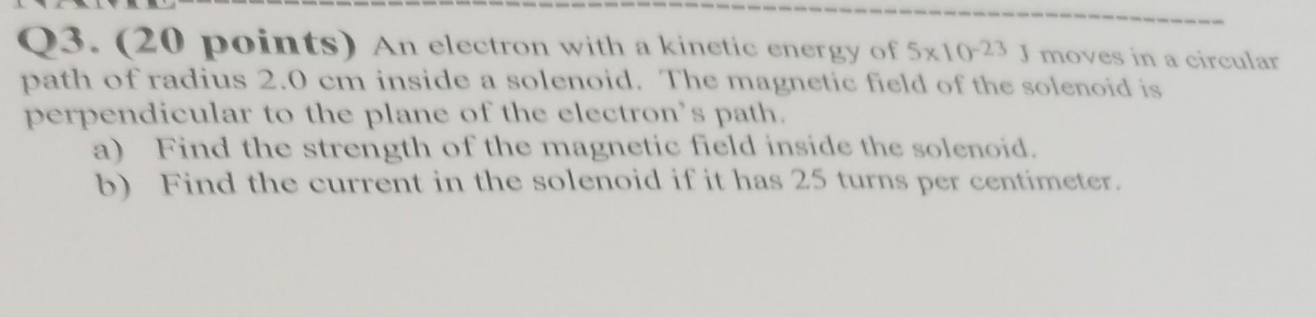 Solved Q3. (20 points) An electron with a kinetic energy of | Chegg.com